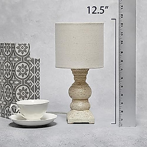 Elegant Designs LT3330-BGE 12.5" Country Farmhouse Petite Textured Column Table Desk Lamp with Drum Fabric Shade, Beige