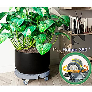 IVONNEY Large Plant Stand with Wheels, Adjustable Rolling Plant Caddy 14.6-20 Inch, Heavy Duty Plant Dolly with Wheels for Outdoor Planters, Garden Pot Mover (440lbs Capacity)