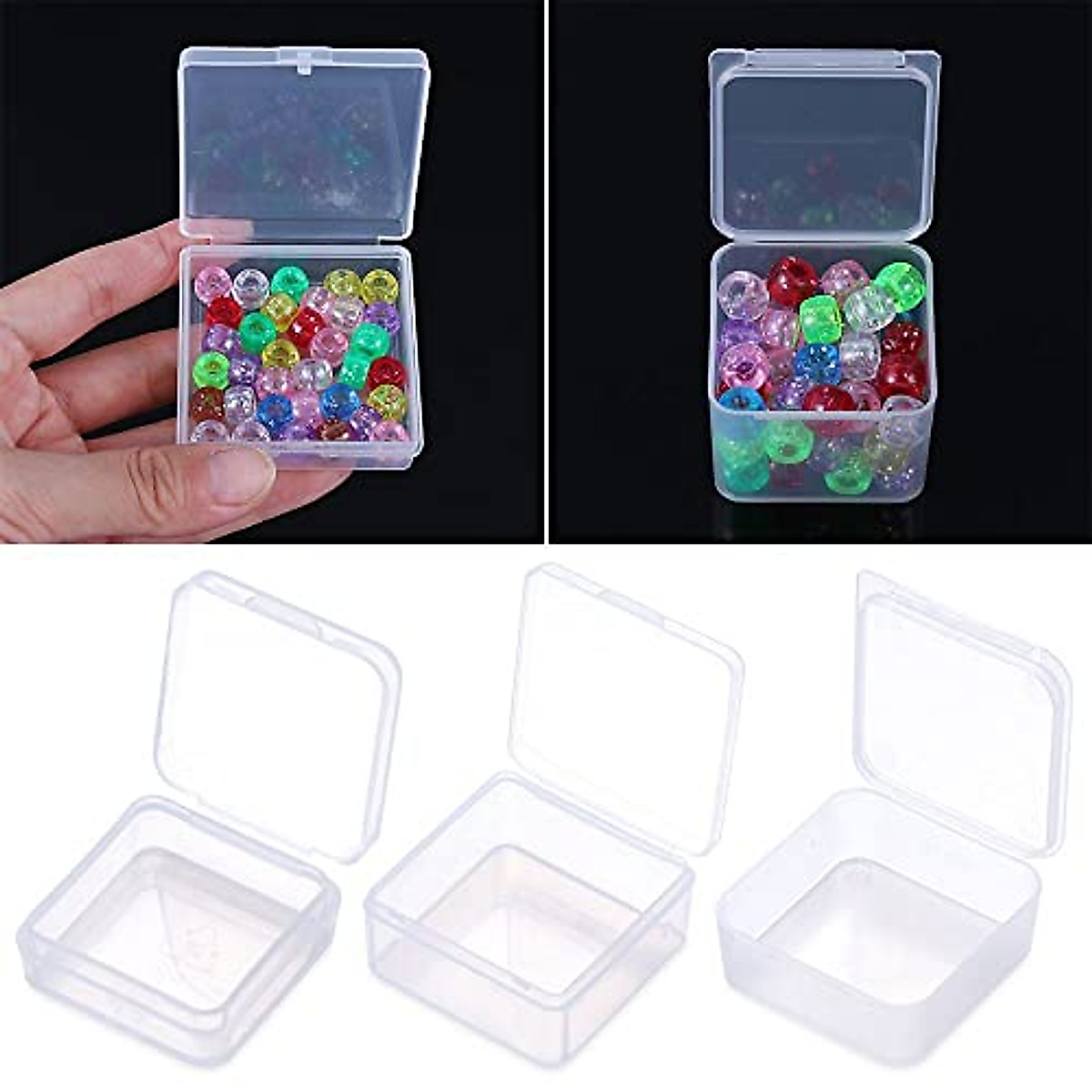 Beads Container Useful Jewelry Organizer Case Hardware Case Transparent Nail Art Screw Storage Pill Chip Box(4x4x2.8cm)