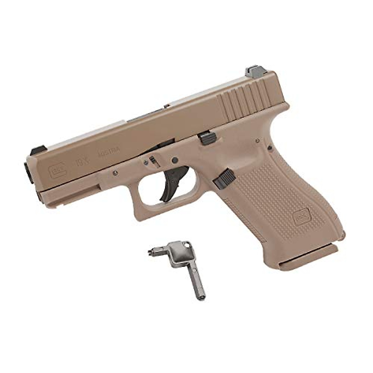 Wearable4U Glock 19X GEN5 Air Gun with 5x12 CO2 Tanks and Pack of 1500ct Steel BBS Bundle (Tan) (+CO2 +BBS)