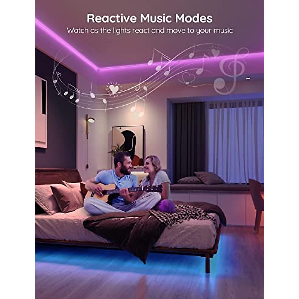 Govee Smart LED Strip Lights, 32.8ft WiFi LED Light Strip with App and Remote Control, Works with Alexa and Google Assistant, Music Sync Lights for Bedroom, Kitchen, TV, Party ( 2 Rolls of 16.4ft)