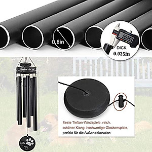Pet Memorial Wind Chime, 30 Inches Paw Print Pet Remembrance Gift to Honor and Remember a Dog, Cat, or Other Pet, Premium Metal Wind Chime, Black