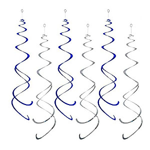 ZOOYOO Party Swirl Decorations, Blue and Silver Foil Ceiling Hanging Swirl Decoration, Whirls Decorations for Birthday|Wedding|Anniversary|Graduation Party Supplies,Pack of 20