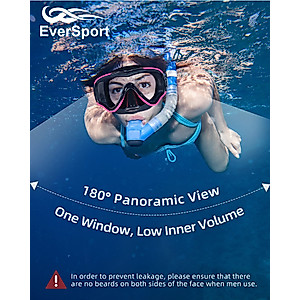 EverSport Swim Goggles Adult with Nose Cover for Women Men No Leak, Clear Wide View Diving Scuba Mask Open Water Pool Swimming Goggles Silicone Shower Goggles Youth Snorkel Junior Nose Goggles