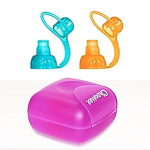 ChooMee SoftSip Food Pouch Tops | Orange Aqua + Purple Travel case | Prevent Spills and Protect Childs Mouth