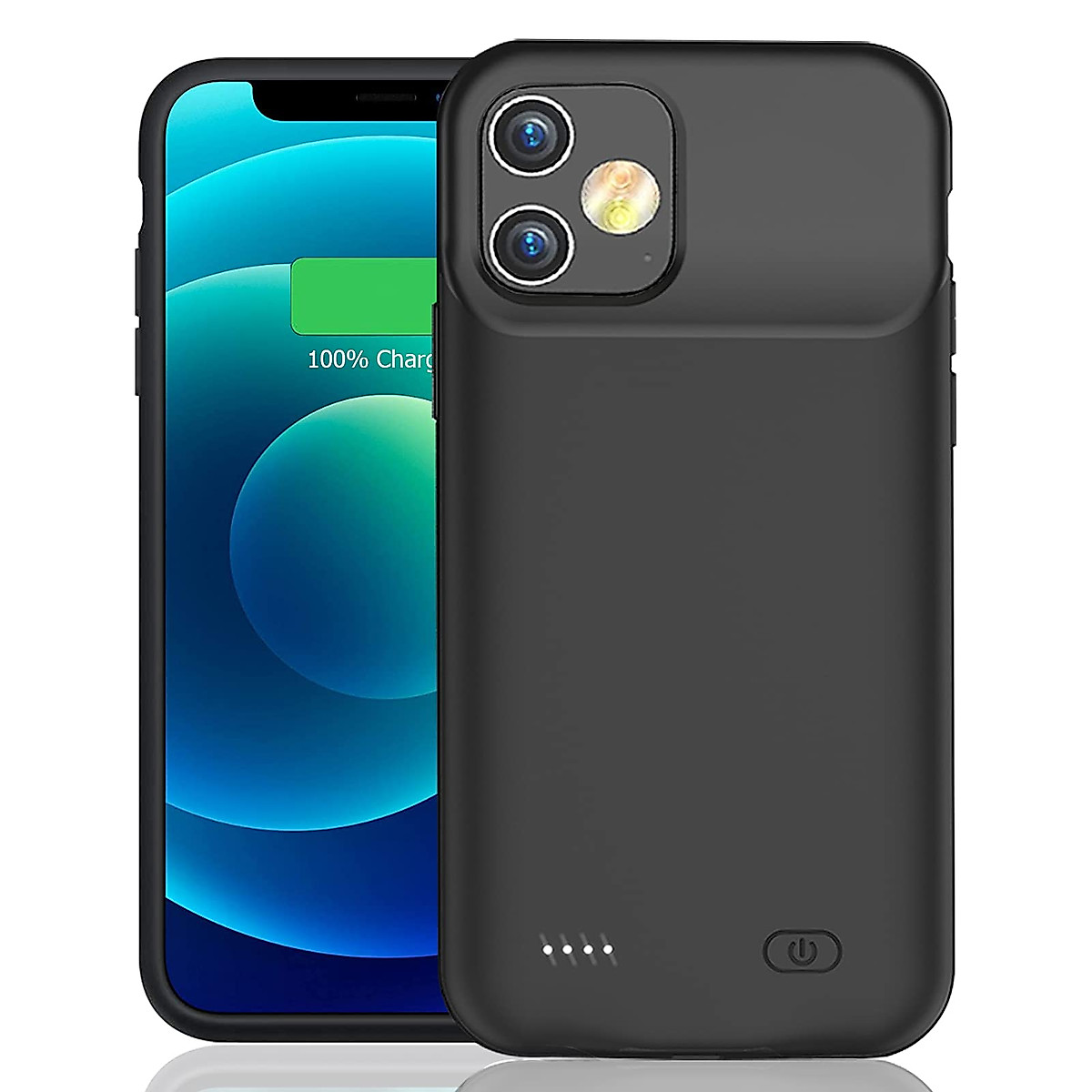 KCKEM Battery Case for iPhone 12 Mini, 6500mAh Ultra-Slim Portable Rechargeable Extended Battery Pack Charging Case, Compatible with iPhone 12 Mini (5.4 inch), Heavy Duty Protection, Black