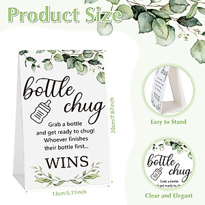 TrelaCo Cool Baby Shower Games 12 Pcs Baby Bottles and Bottle Chug Sign Greenery Baby Gift Sets Gender Reveal Party Favors Shower Favor for Baby Shower Games Gender Reveal