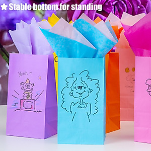 VGOODALL 54PCS Solid Color Paper Bags, Neon Colored Gift Bags Party Favor Treat Bags Goodie Bags for Birthdays Baby Showers Crafts Wedding 9 Assorted Colors