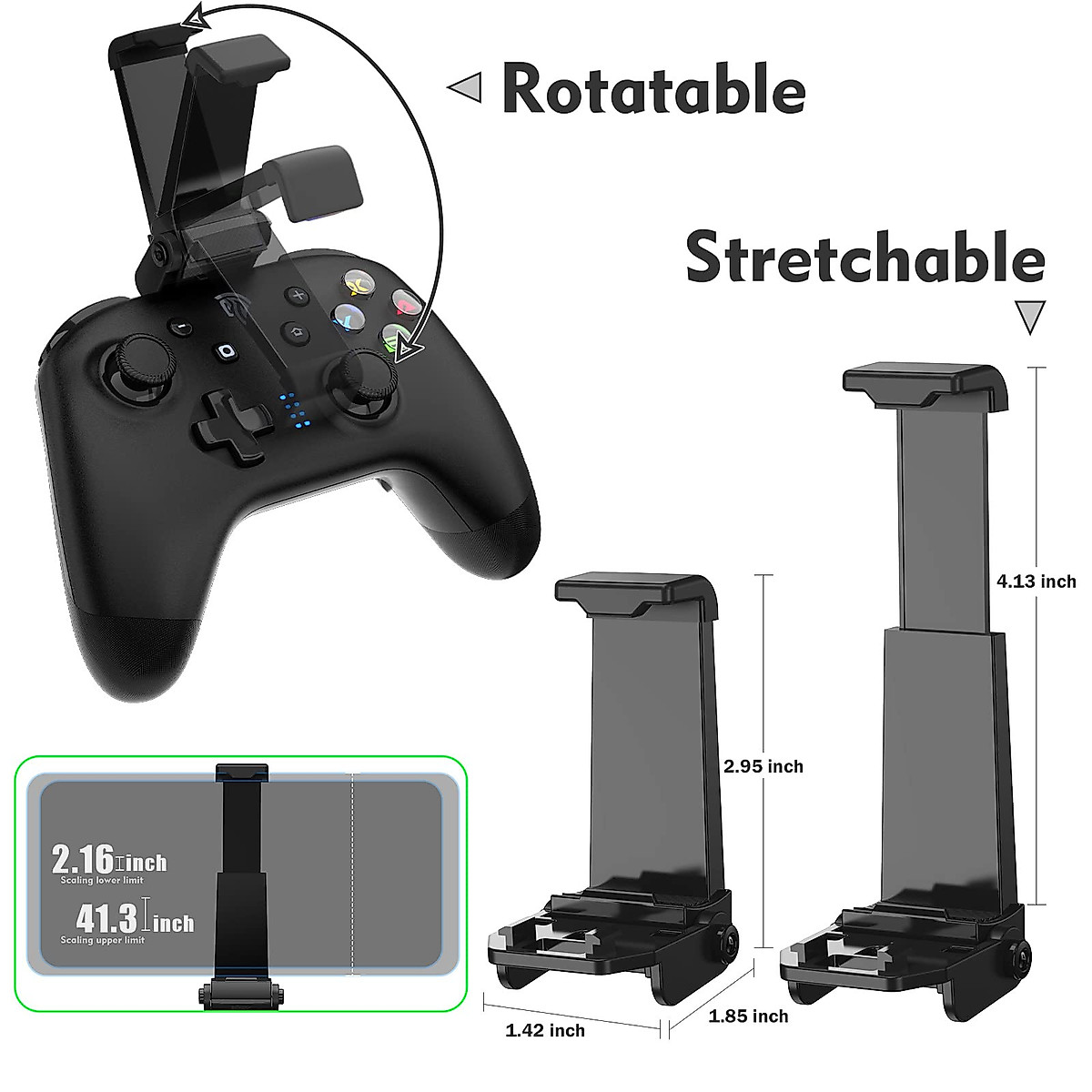 EasySMX Bluetooth Game Controller for Switch/PC/iPhone/Android,Switch Pro Controllers with Phone Clip,Wireless Remote Gamepad with Led Light/Programmable/Motion Control/Vibration/Turbo/Wakeup