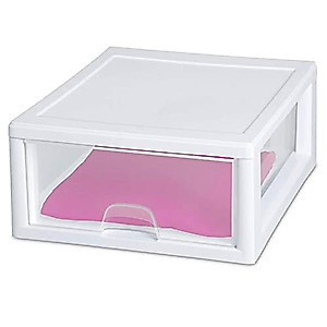 Sterilite 27 Quart (4 Pack) and 16 Quart (6 Pack) Stackable Clear Plastic Storage Drawer Containers for Home and Office Organization, White