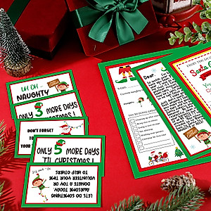 52 Pcs Elf Notes and 2 Elves Notice Naughty or Nice Behavior Checklist Stationary Paper 3 Elf Bonus Letter and Elf Reports Set Elf Christmas Note Cards for Christmas Student Kid Preschool (Classic)