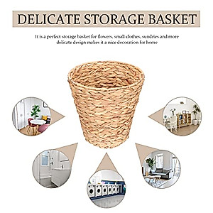 NOLITOY Natural Grass Sundries Nursery for Laundry and Clothes Woven Wicker Living Bedroom Hyacinth Bucket Basket Room Cm Holder Round Recycle Small Vase Hamper Flower Bathrooms Straw