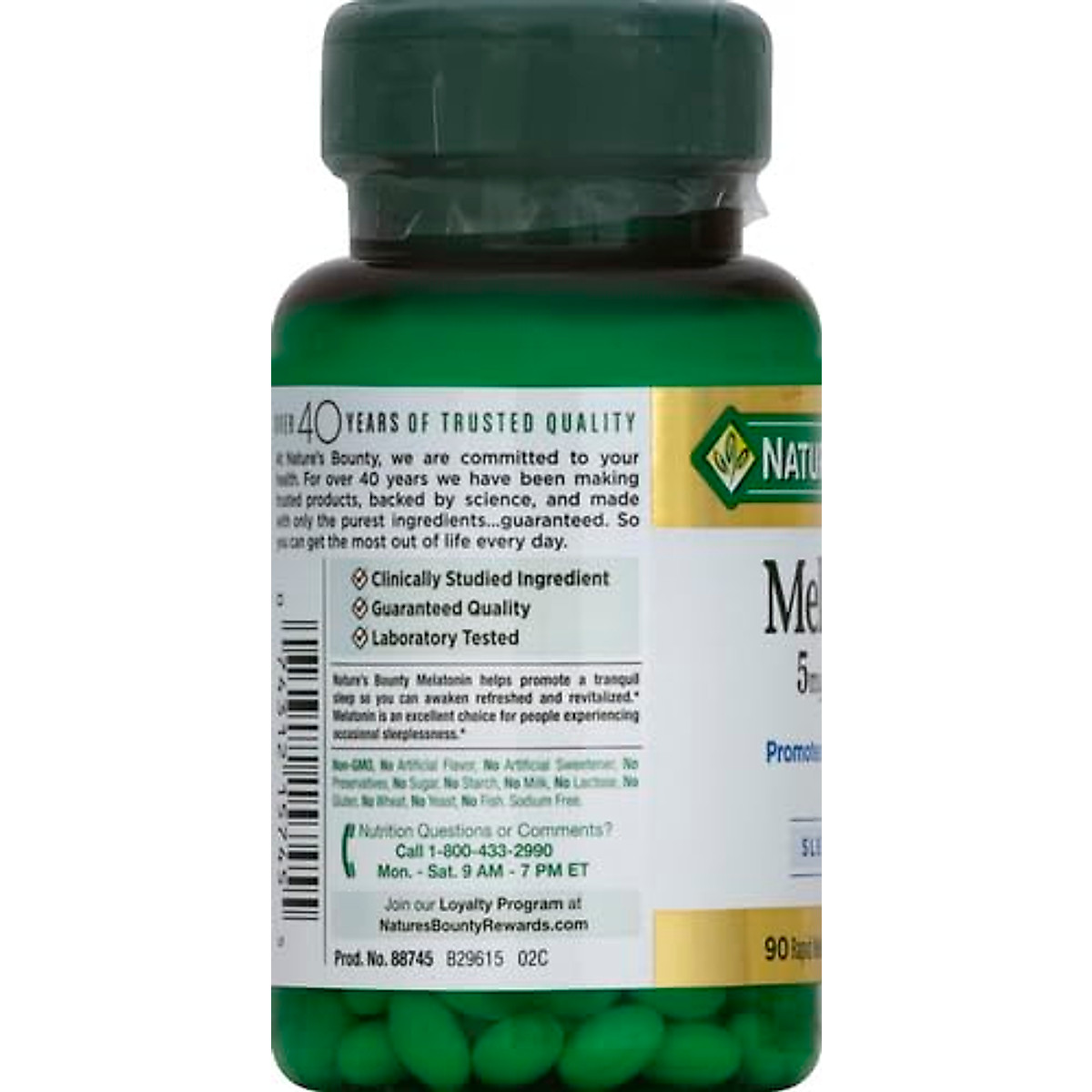 Nature's Bounty Melatonin, 100% Drug Free Sleep Aid, Dietary Supplement, Promotes Relaxation and Sleep Health, 5mg, 90 Softgels (Pack of 2)