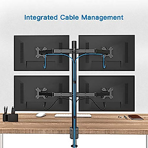HUANUO Quad Monitor Stand, 4 Monitor Stand for 13-27 inches Computer Screens with Full Articulation, Heavy Duty Monitor Desk Mount Fully Adjustable Holds up to 22LBS per Arm