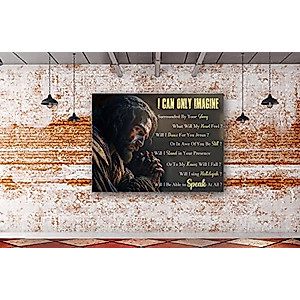 SpiritualHands Jesus Wall Decor, Christian Cross Wall Home Posters, Judah Religious Lord Prayer Bible Wall Art Framed Canvas – 02-I CAN IMAGINE-24X36