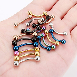 SCERRING 18PCS 12G Stainless Steel Eyebrow Tragus Helix Rook Daith Earrings Tongue PA Nipple Ring Barbell with Balls Body Piercing Jewelry 12mm 14mm 16mm Mix Color