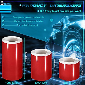 Ireer 3 Rolls Red Gloss Vinyl Detailing Wrap Tape Adhesive Vinyl Tape Roll DIY Trim Vinyl Wrap for Cars Automotive Vinyl Wrap Rolls with Tools for Auto Window Door Protector, 1.97 in 2.76 in 3.94 in