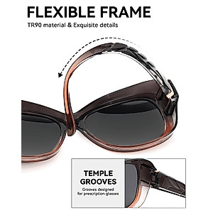 Meeloog Polarized Fit Over Glasses Sunglasses for Women, Oversized Fashion Big Sun Glasses Trendy Shades for Driving MST0079 (P1 Gradient Grey Frame/Grey Lens)