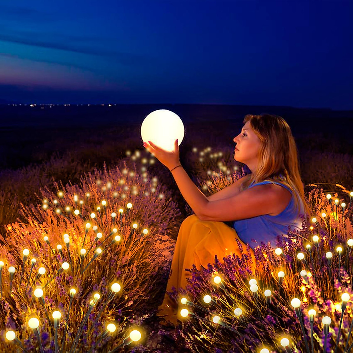 Msqlnde Solar Garden Lights, 8 Pack 80 LED Solar Lights Outdoor Waterproof,New Upgraded Firefly Pathway Lights Sway by Wind for Outside Yard Patio Walkway Decoration