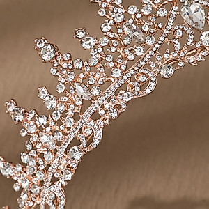 COCIDE Rose Gold Tiara and Crown for Women Crystal Queen Crowns Rhinestone Princess Tiaras for Girl Bride Wedding Hair Accessories for Bridal Birthday Party Prom Halloween Cos-play Costume Christmas