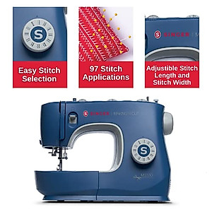 SINGER Making The Cut Sewing Machine with 97 Stitch Applications & Accessory Kit M3330, Simple & Easy To Use, Perfect For Beginners, Blue.