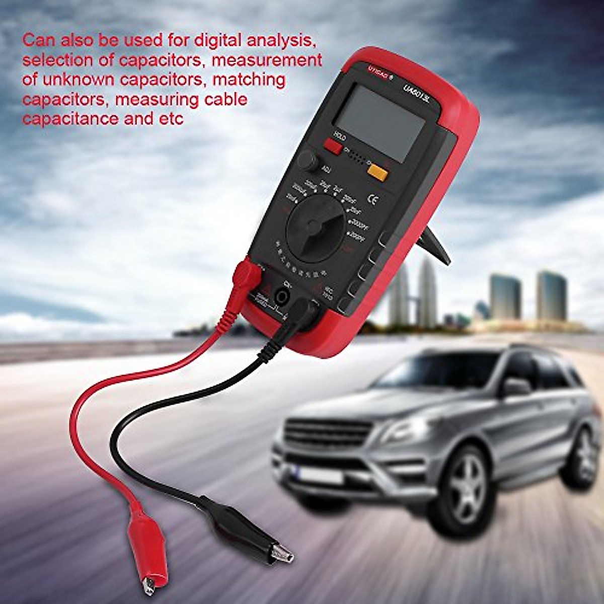 Digital Capacitance Meter Multimeter Professional Capacitor Tester 0.1pF - 20000uF with LCD Backlight and Safety Jacket Max 1999 Display