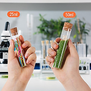 Miukada 25ml Glass Test Tubes with Cork Stoppers 30 Pack, 20x100mm Flat Bottom Plant Propagation Tubes, Small Clear Test Tubes for Shots, Ants, Lab, Scientific Experiments