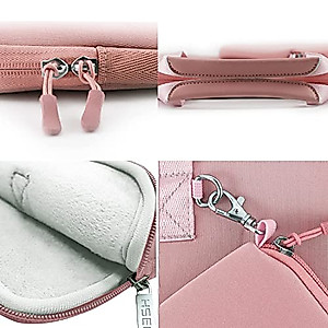 HSEOK Elastic Laptop Case 12.9 13 inch Sleeve Handbag with Small Case for 13 inch MacBook Air/Pro M2/M1, 12.9" iPad Pro 6th/5th/4th/3rd Gen, XPS13 and More 12.9-13 inch NoteBooks - Pink