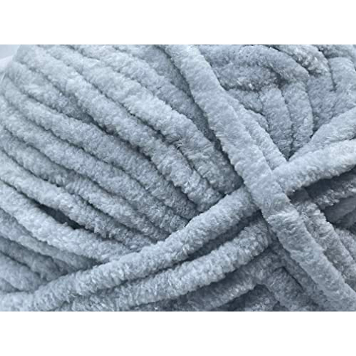 Grey Velvet Chenille Yarn - Bulky 100 Gram (3.53 Ounces) 100 Meters (109 Yards)