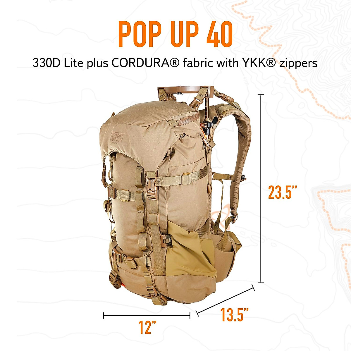 Mystery Ranch Women's Pop Up 40 Hunting Backpack, Weatherproof, Daypack for Travel, Hiking, Outdoors, Camping, 40L, S, Coyote