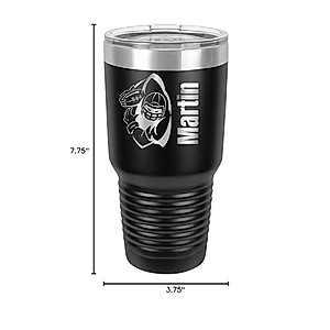 Polar Camel Customized Socce Tumbler 30 oz with Straw, Personalized Insulated Coffee Tumbler Engraved in USA - Soccer Coach Gift, Football Dad Gift (Black w/out ring)