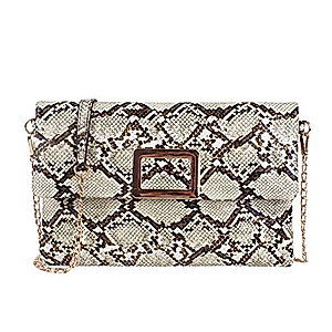 Ayliss Women's Snakeskin Bag Handbag Shoulder Clutch Purse Evening Bag PU Leather Crossbody Bag Chain Strap