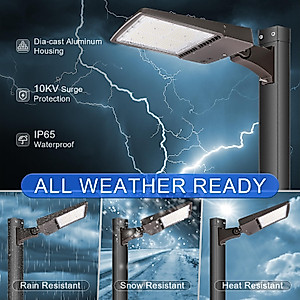 480V 150W LED Parking Lot Light, 5000K 21000LM [Eqv. 600W HPS] LED Shoebox Light with Direct Arm Mount, Dimmable Outdoor Street Area Light, IP65 10KV Surge Protection, AC 277-480V UL&DLC Listed