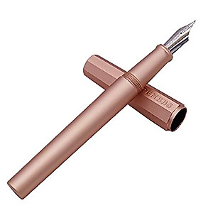 erofa Penbbs 350 Fountain Pen Fine Nib with Rollerball Pen Nib Pen Set & Box - Metallic Rose Golden Alloy Anode Octagonal