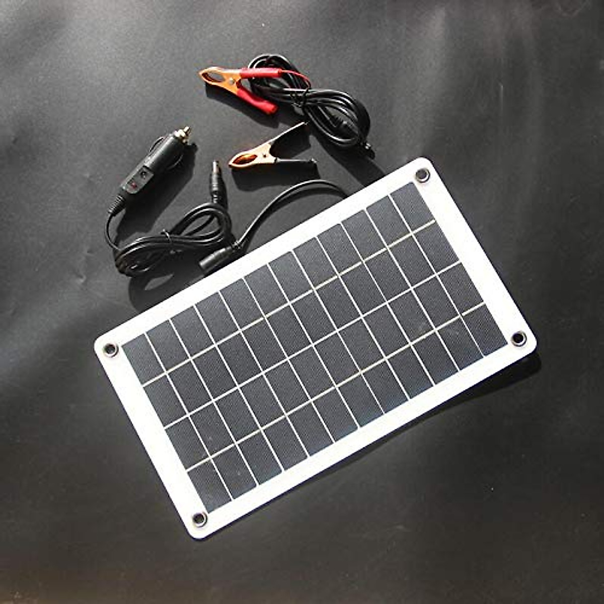 NUZAMAS 7.5W 18v Semi Flexible Solar Panel Monocrystalline Cell, Alligator Clips, DC for Car Yacht Led Light RV 12v Battery Boat Outdoor Charger