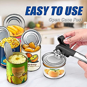PrinChef Can Opener Smooth Edge, No-Trouble-Lid-Lift Manual Can Opener with Magnet, Side-Cut Safety Can Opener Smooth Edge, with Sharp Blade | Rust Proof Stainless Steel Can Openers, Heavy Duty