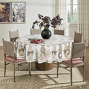 Horaldaily Easter Tablecloth 70x70 Inch Round, Spring Carrots Bunny Table Cover for Party Picnic Dinner Decor
