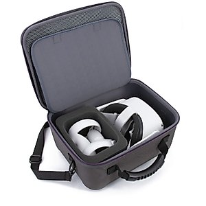 CASEMATIX Hard Shell Travel Case Compatible with Oculus Quest 2 - Protective Travel Case for VR Headset and Controllers with Impact-Absorbing Foam, Shoulder Strap and Zipper Accessory Storage