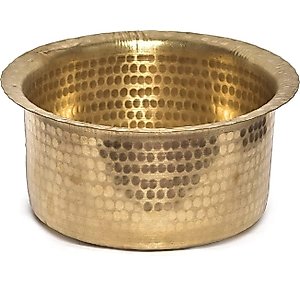 USA Deals 365 Traditional Cookware Brass Pital-Patila-Bhaguna Pure and Attractive Brass Kitchenware, Indian cooking utensils, Pot Patila Combo Set (5 LITER)