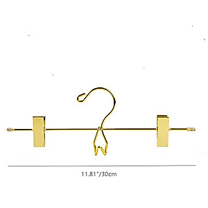 Better to U Stackable Shiny Gold Metal Pants Hanger 10 Pack, Golden Skirt Trousers Hanger Add-on Hook, Space-Saving Hanger with Non-Slip Adjustable Clips for Jeans Slacks Boutique