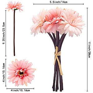 BigOtters Fake Daisy Fake Flowers, 14PCS Faux Gerbera Daisies African Silk Daisy Flowers Artificial for Wedding Bridal Bouquet Party Home Kitchen Decor(Pink and White)