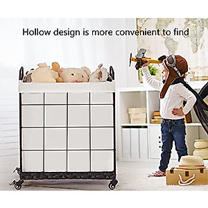 Laundry Hamper with Divided Liner Bag; Collapsible Laundry Basket with Rolling Lockable Wheels; Clothes Hamper with Metal Handle; Laundry Sorter with Removable Liner Bag (White)
