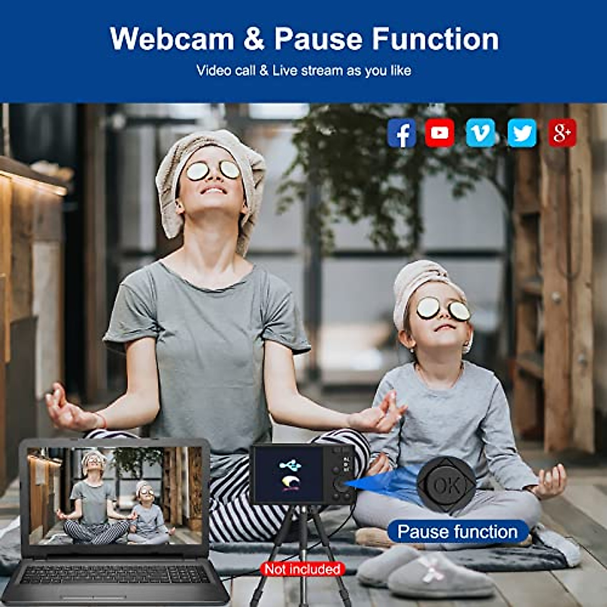 4K Digital Camera 48MP Kids Compact Camera Autofocus 16X Digital Zoom Children Portable Camera for Boys, Girls,Beginners (with 32GB SD Card and 2 Batteries)