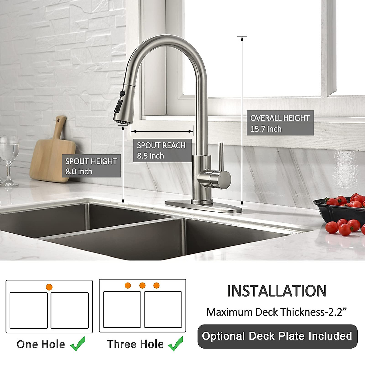 Kitchen Faucet with Pull Down Sprayer Multitask Mode Single Handle High Arc Pull Out Kitchen Sink Faucet Offers Efficient Cleaning for RV, Laundry, Bar