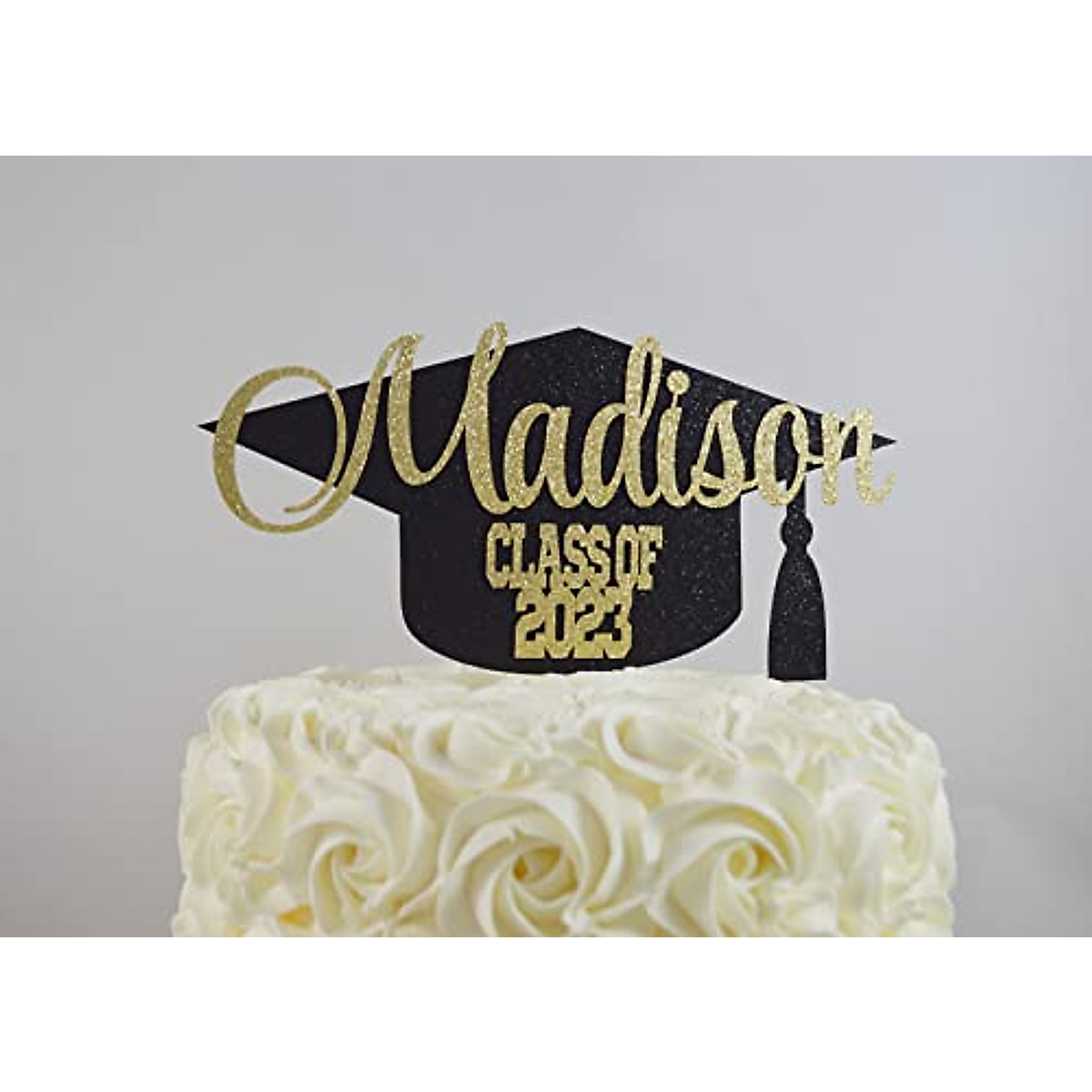 Personalized 2023 Graduation Cap Glitter Paper Party Cake Topper