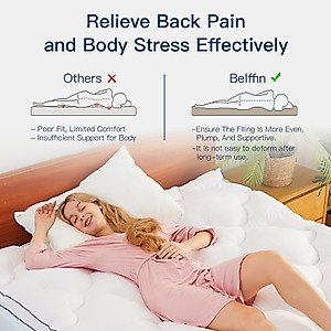 Belffin Pillow Top Mattress Topper Twin Size, Mattress Pad Cover with 8-21 Inch Deep Pocket, Bed Mattress Protector for Back Pain Relief, Soft Breathable Overfilled Down Alternative Filling, White