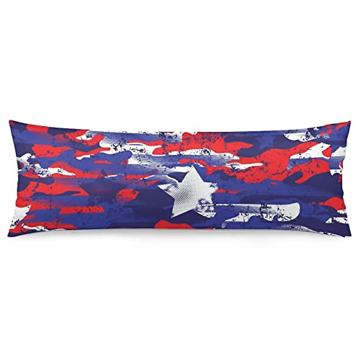 LynaRei Body Pillow Cover Red White Blue Camo Long Pillow Case Protector with Zipper Independence Day Rectangle Soft Large Throw Pillow Covers for Home Bedding Couch Sofa 20"x54"
