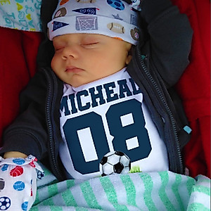 Personalized Sports Baby Onesie for Boy - 8 Designs & Colors Customized Baseball Girl Outfits Gifts Custom Sport Bodysuit Babies Newborn 6 12 18 24 Month Gift Shower C1, White