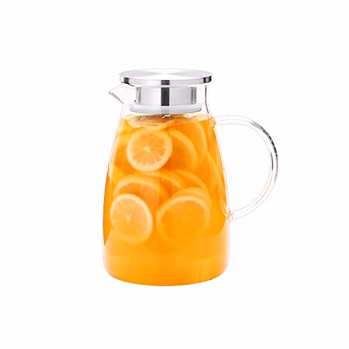 Apexstone 2 Liter 68 Ounces Glass Water Pitcher with Lid and Handle, Iced Tea Pitcher, Glass Juice Pitcher, Hot/Cold Water Jug, Juice and Iced Tea Beverage Carafe