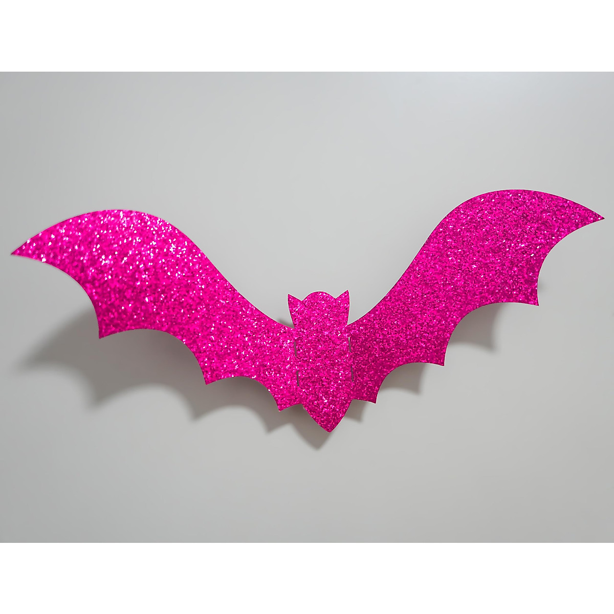 36 PCS Glittery Pink and Black 3D Bat Wall Stickers for Halloween Home Decoration